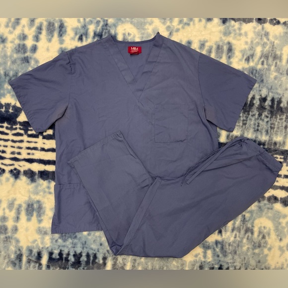 M&M'S | Other | Mm Scrubs Classic Comfort Medical Uniform Shirt And Pants Set Blue Size Medium ...